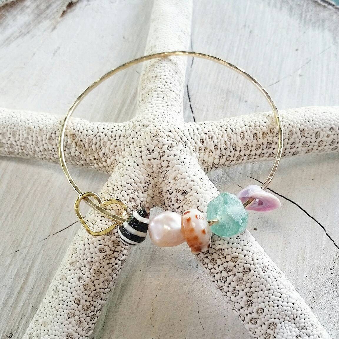 Beach Charm Bangle beach bangles shell bangles boho beach