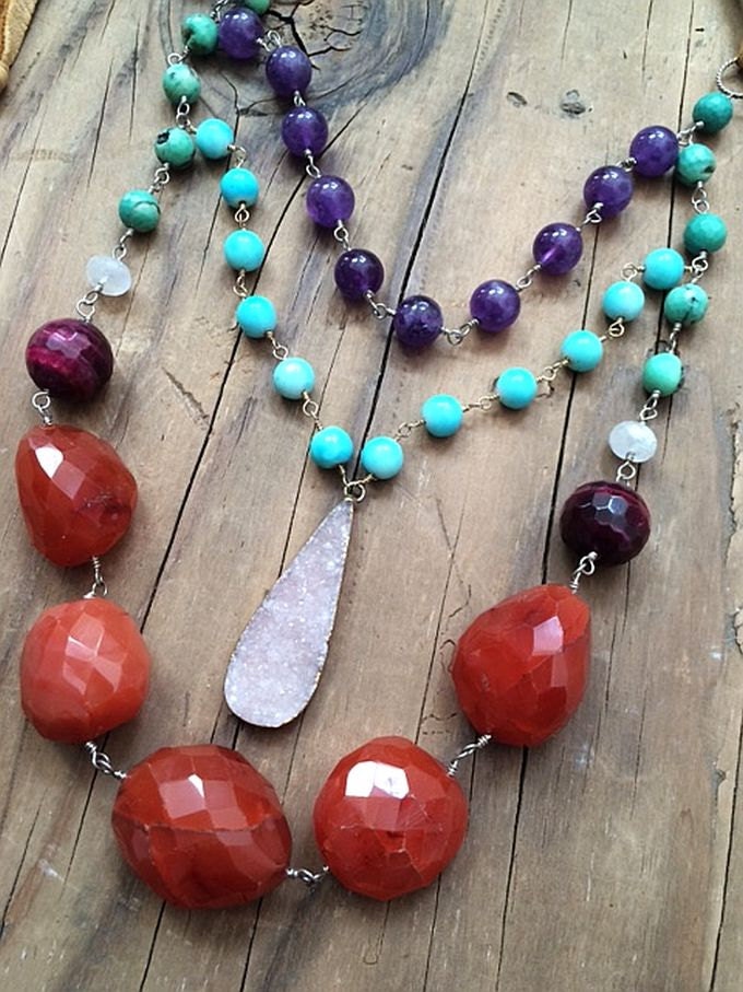 Peruvian Opal Necklace / Druzy Necklace / by MyPeaceAndLove