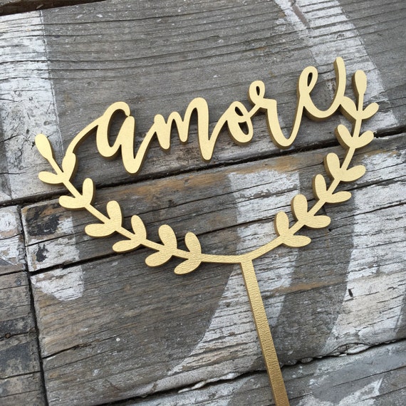 Amore Wedding Cake Topper Modern Calligraphy 6.0