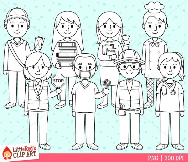 Community Helpers Outline Images