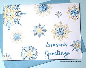 Snowflake Watercolor Painting Christmas Cards Set of 10