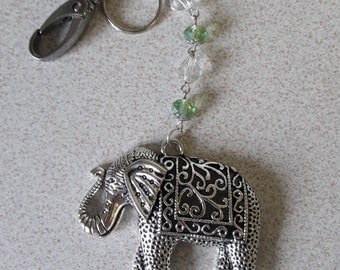 Items similar to Elephant Keychain Keyring Grey leather Snap Tab Snap ...