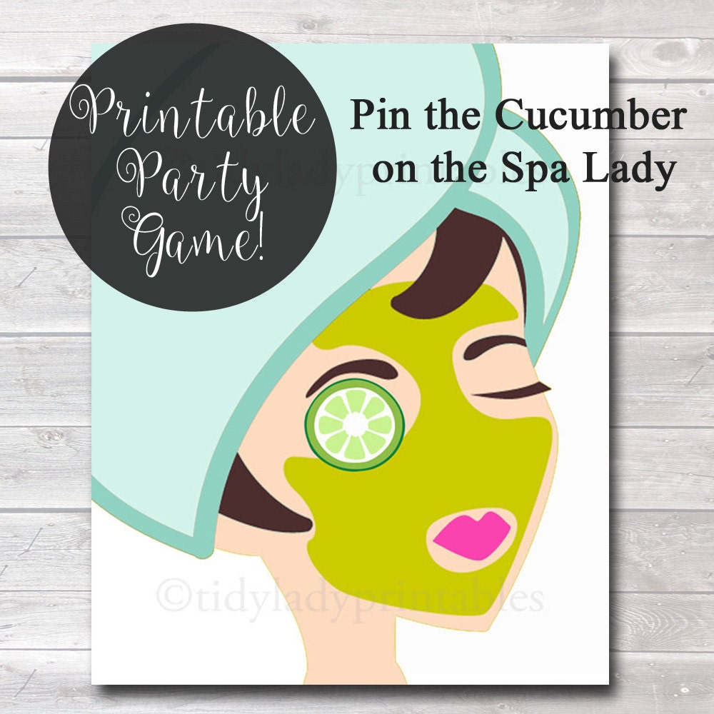 Pin the Cucumber on the Spa Lady Girls Party Game Spa Party