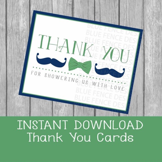INSTANT DOWNLOAD Little Gentleman Thank You Cards Boy Baby