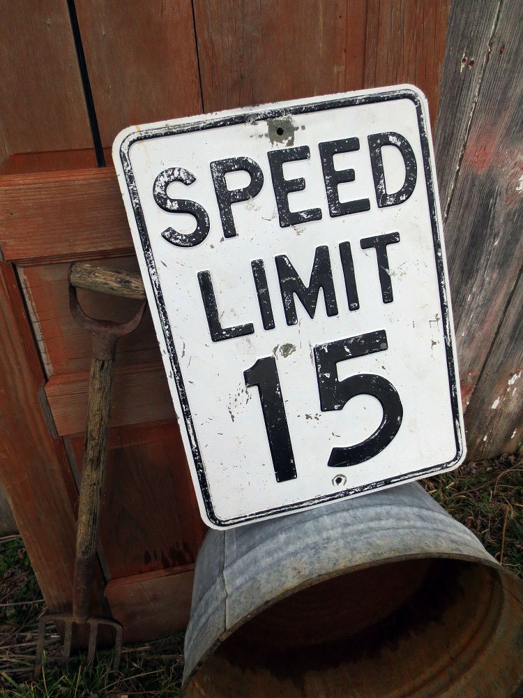 Vintage Speed Limit Sign Flea Market Style by themadprairietinker