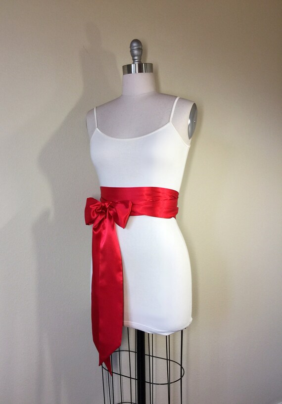 Bright Red Sash Red Satin Sash Holiday Sash by SatinSwank on Etsy