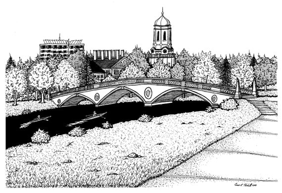 Harvard Weeks Footbridge 9x12 Drawing