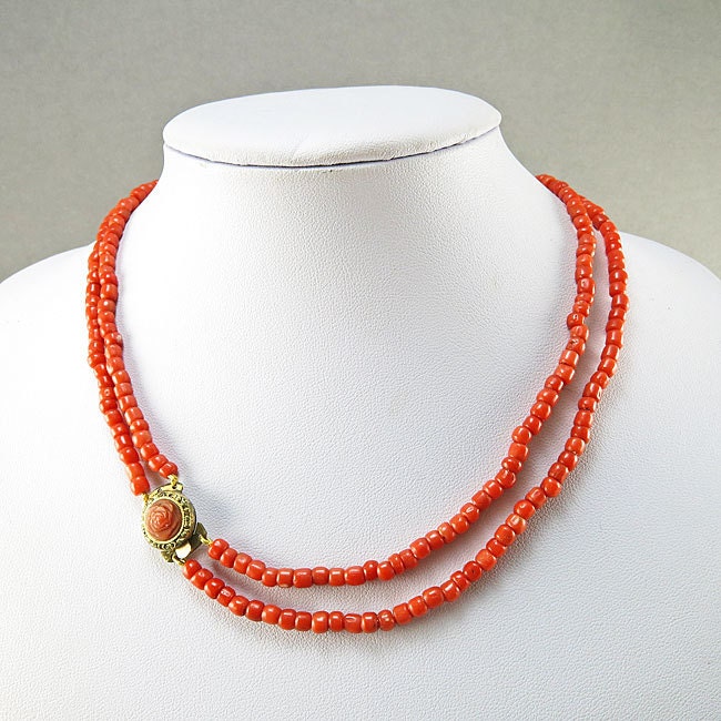 Old Coral Necklace Mediterranean Coral Jewelry Red Coral Beads