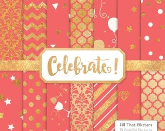 Premium Boho Gold Glitter Digital Paper in by AmandaIlkov on Etsy