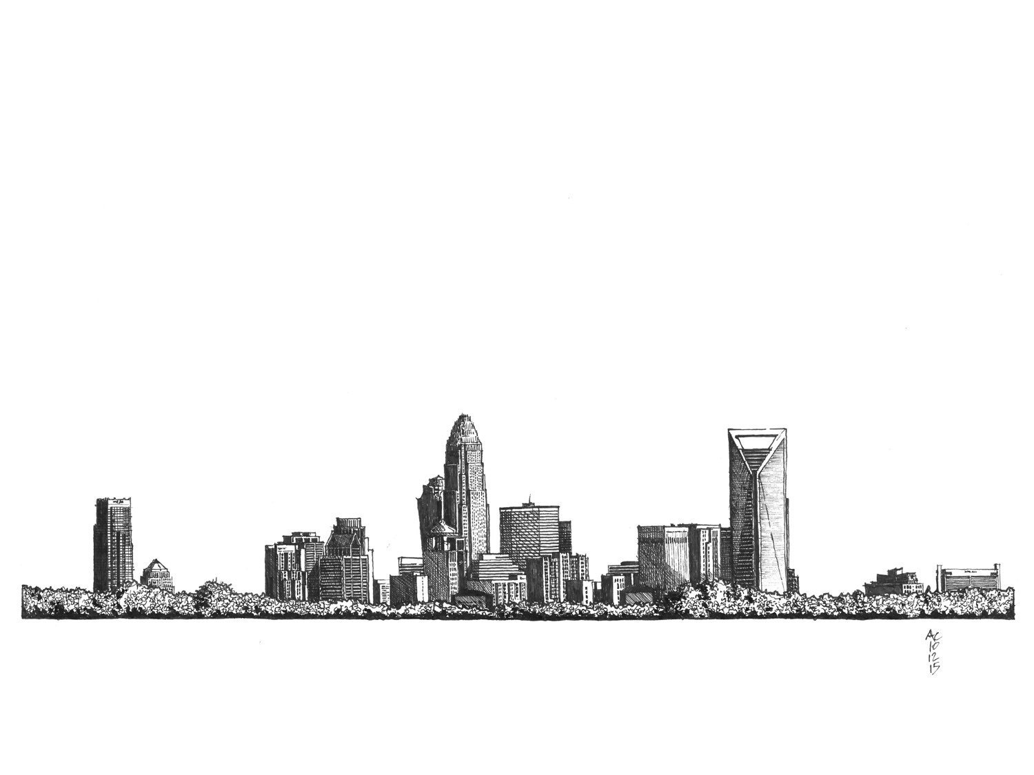 Art Print Charlotte NC Skyline