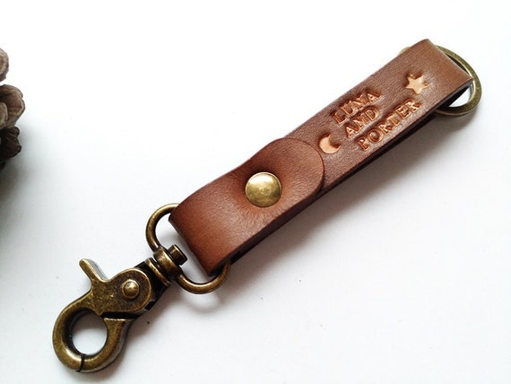 mens leather keychain dad keychain engraved by TAleatherworks
