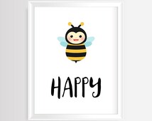 Unique bee poster related items | Etsy