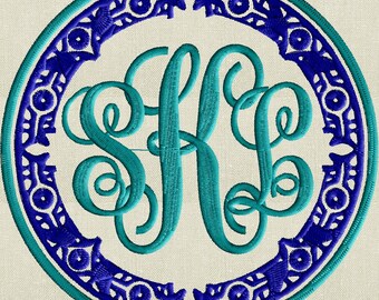 Floral Font Frame Monogram Embroidery Design Font by StitchElf