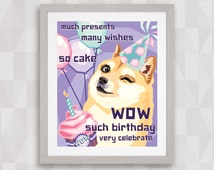 Unique doge birthday card related items | Etsy