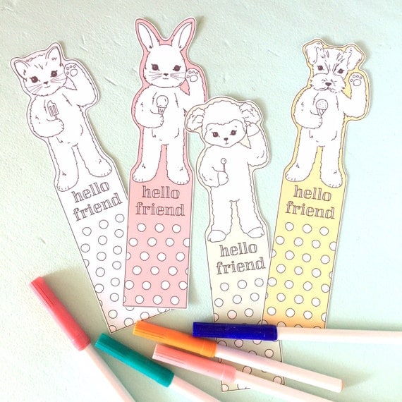 Printable ANIMAL BOOKMARKS to color Digital File Instant