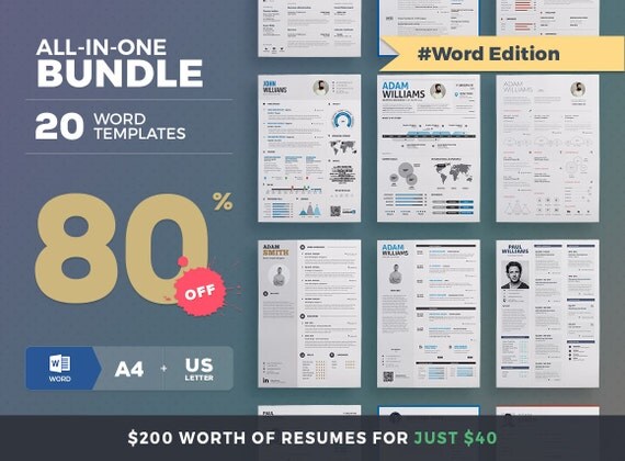 All-in-One Bundle Word Edition 20 Word Resume Templates