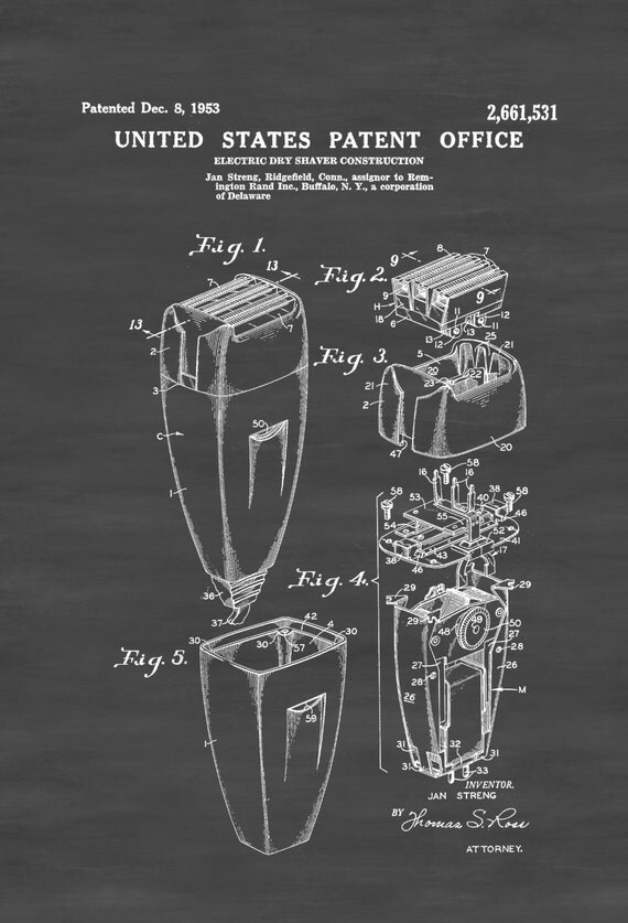 Electric Shaver Patent Patent Print Bathroom Decor