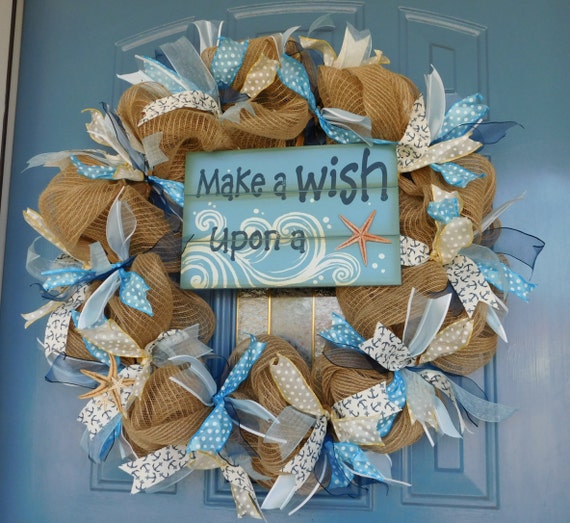 Beach Make a Wish Upon a Star Deco Mesh by TwoRoadsDivergedShop