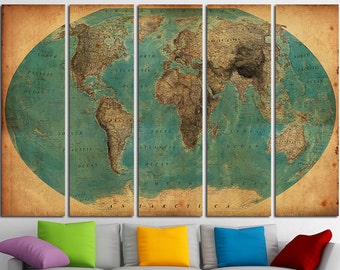 World Map Canvas Print Wall Art decor World Map Wall Decor