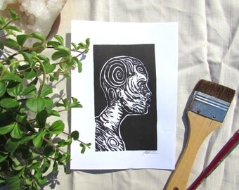 Abstract lino cut | Etsy
