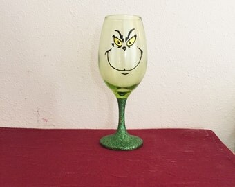 Grinch wine glass | Etsy