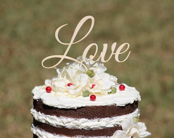 Rustic LOVE Wedding Cake Topper Wooden Cake Topper by WeddingPros