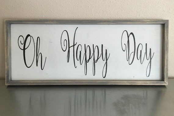 Oh Happy Day Framed Wood Sign by TaylorGourleyDesigns on Etsy