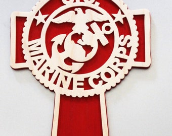 Marine Corps Ornament USMC Heart Shaped by Wallyswoodcrafts