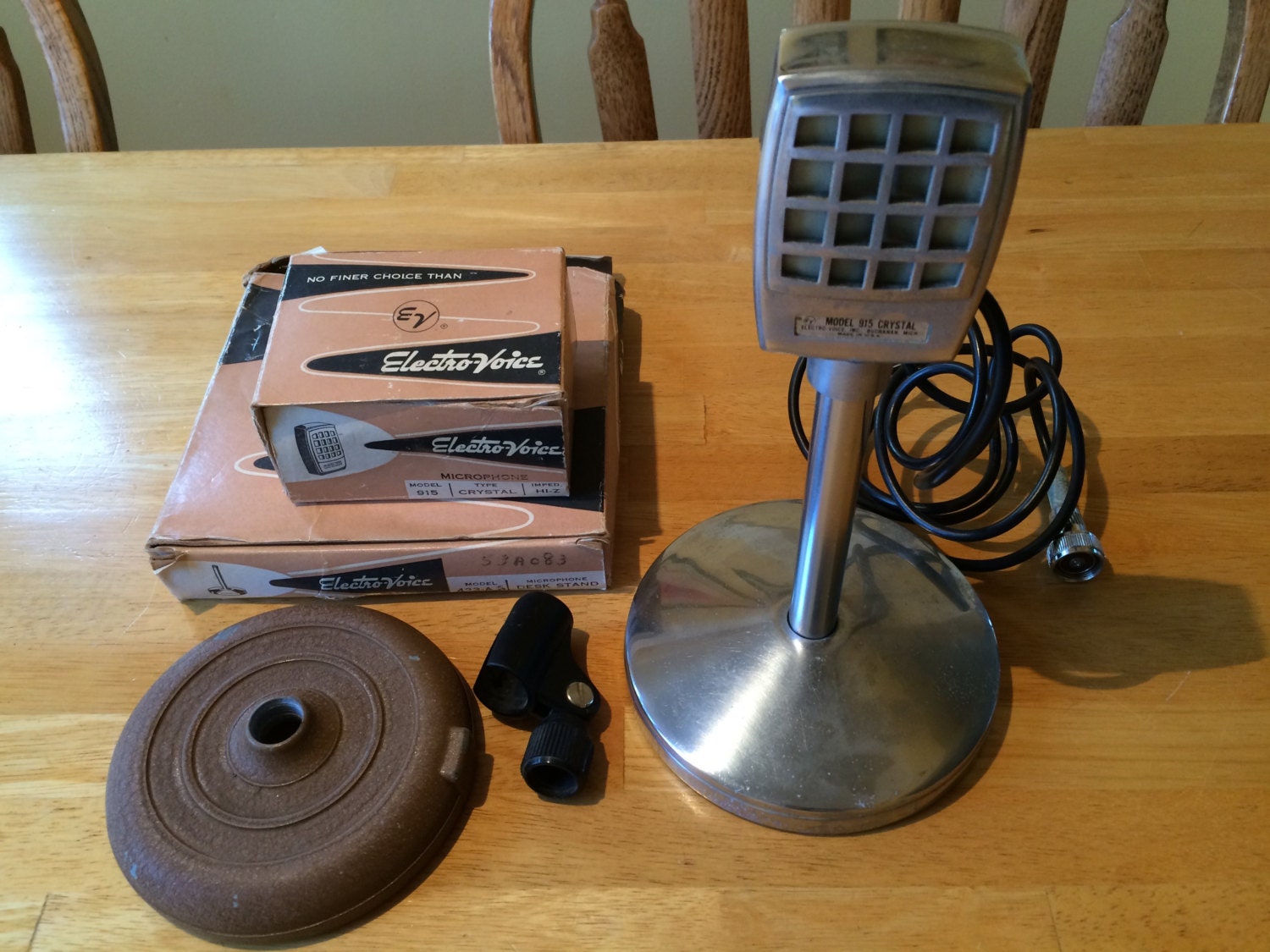 1950s Electrovoice 915 Crystal Microphone, 2 Stands, Original Boxes ...