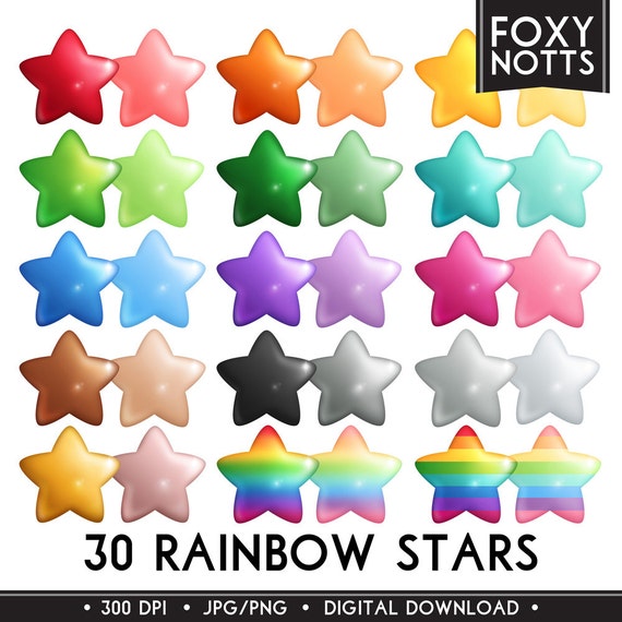 Rainbow & Pastel Stars: Digital Download Clip Art by foxynotts