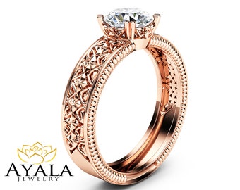 Ayala Jewelry Unique Engagement Ring Rose Gold by AyalaDiamonds