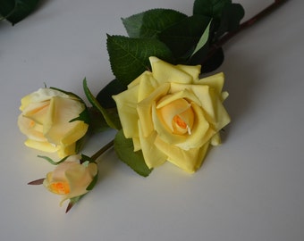 Ivory Cream Roses Real Touch Silk Latex Roses by DexinFloral