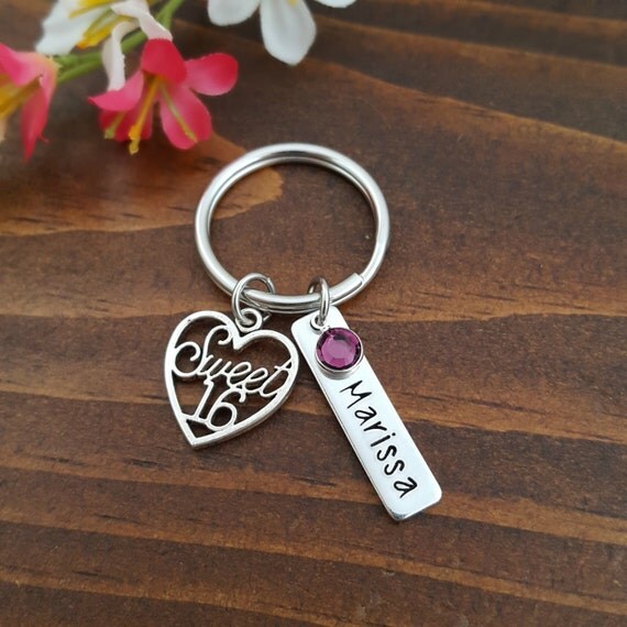 Sweet 16 Keychain Sweet 16 Gift by PocketsOfMischief on Etsy