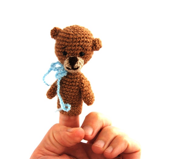 Items similar to bear finger puppet, crochet teddy, imaginative play ...