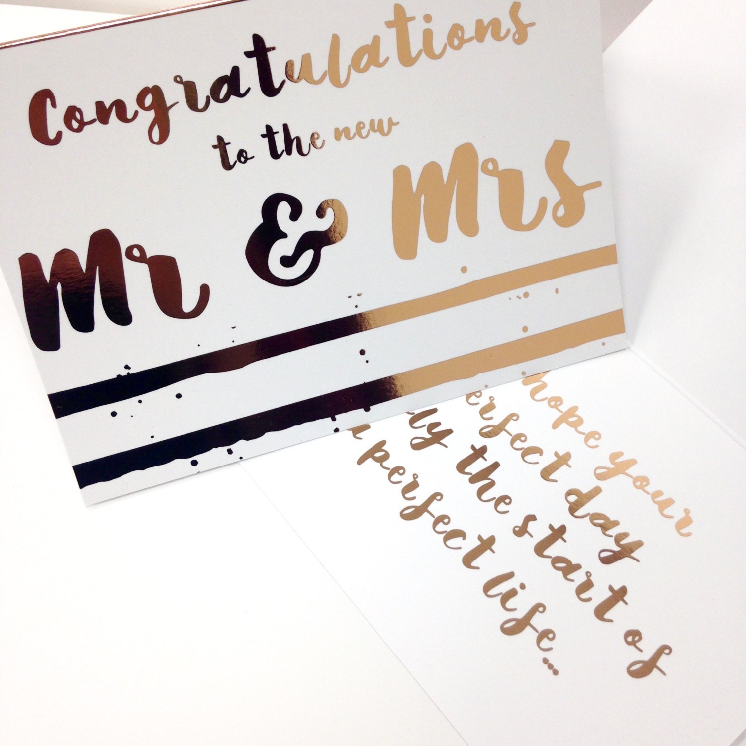 Wedding congratulations to the new Mr & Mrs card rose gold