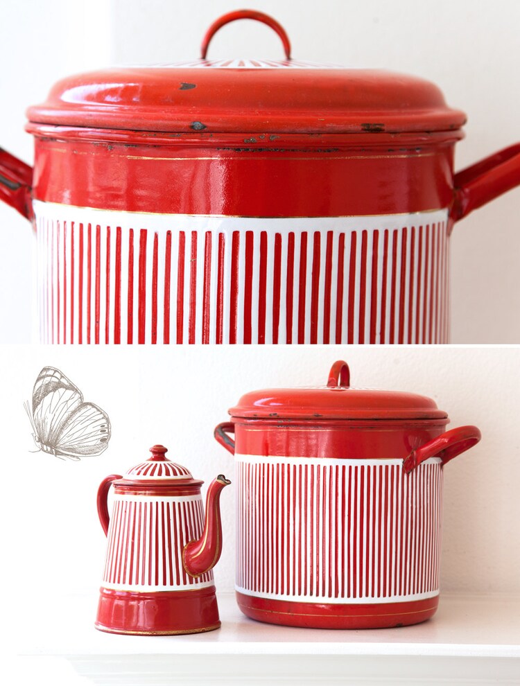 Large French Vintage Enamel Stock Pot Art by ScrumptiousVenus