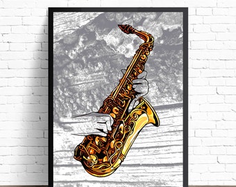 Saxophone poster | Etsy