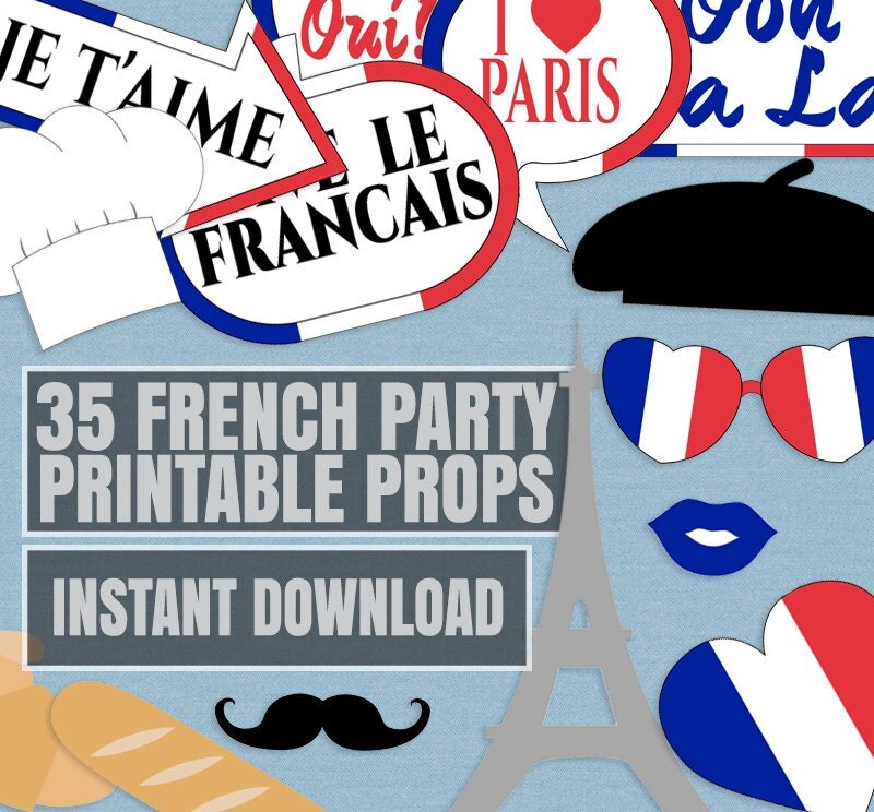 35 French Party Printable Props Paris Party Props Francais