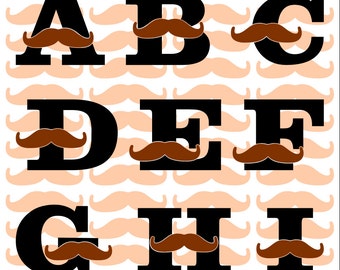 Mustache alphabet | Etsy