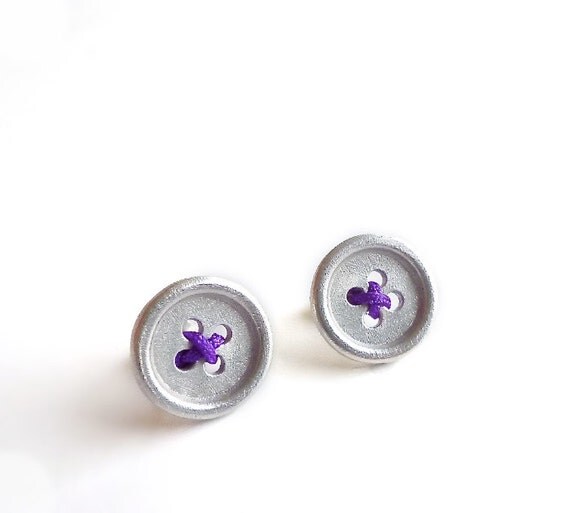 Sterling Silver Button Earrings Sewing Notions Earrings