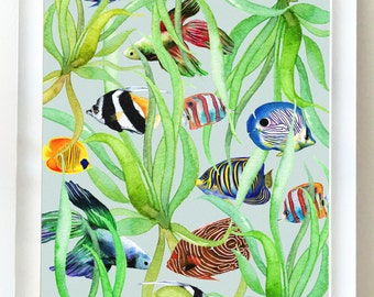 Tropical fish art | Etsy