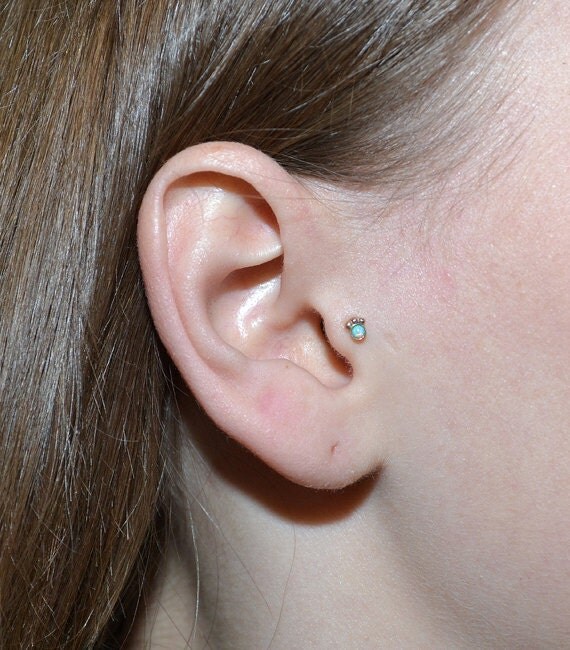Gold Nose Stud Blue Opal Nose piercing Tragus by BrightBDesigns