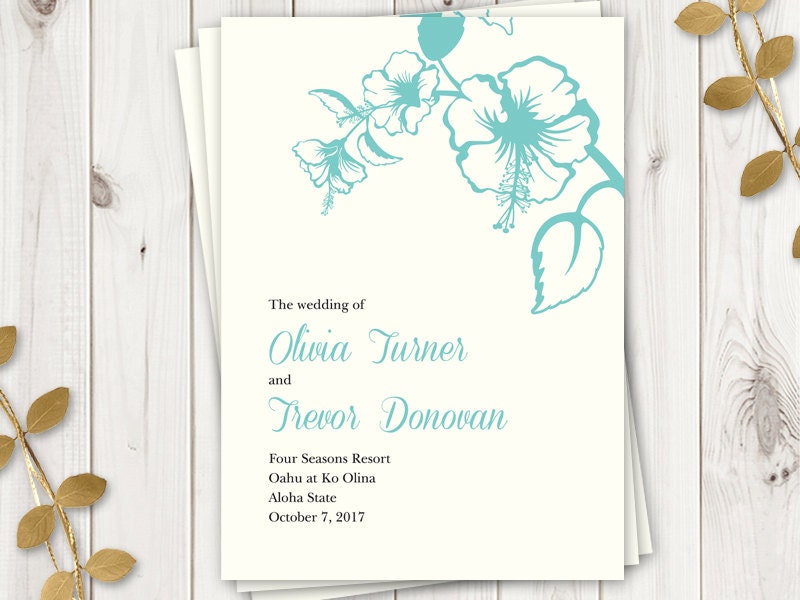Destination Wedding Program Template Hawaii with