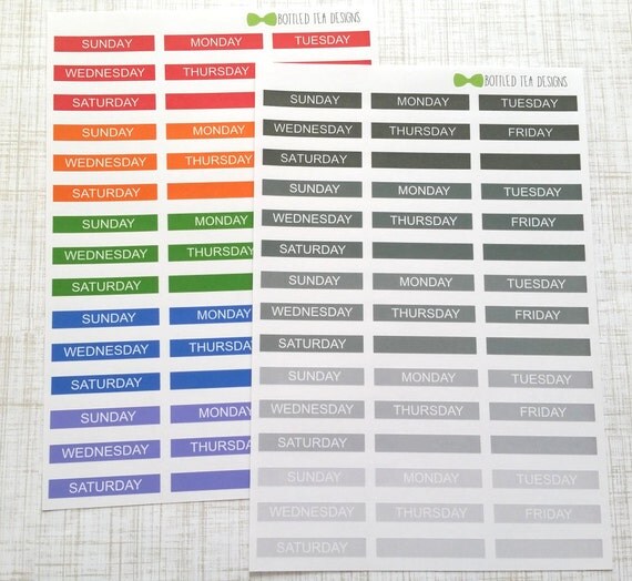 Monthly Color Coding Strips // Days of the Week Set of 45