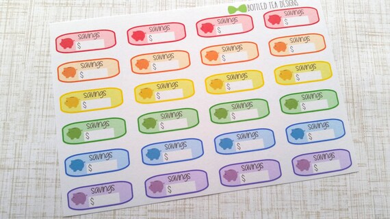 Savings Piggy Bank Labels Set of 24 Item 009