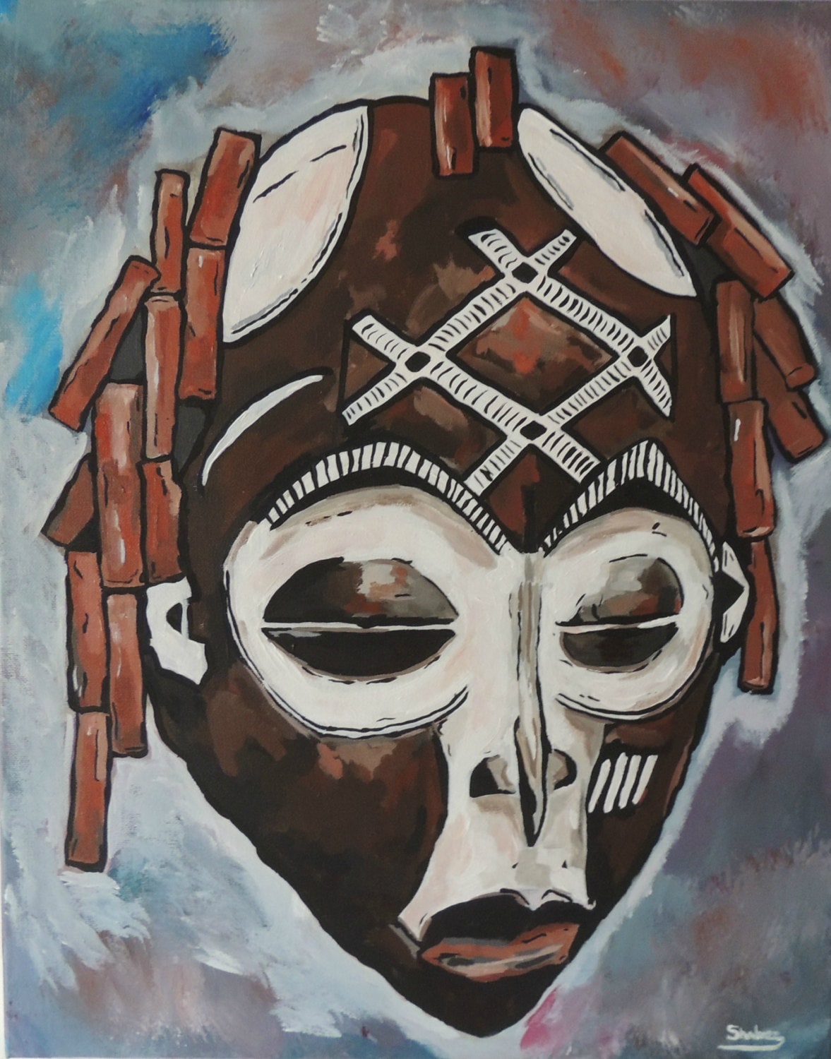 African Painting Acrylic on Canvas African Art by VillageOfSankofa