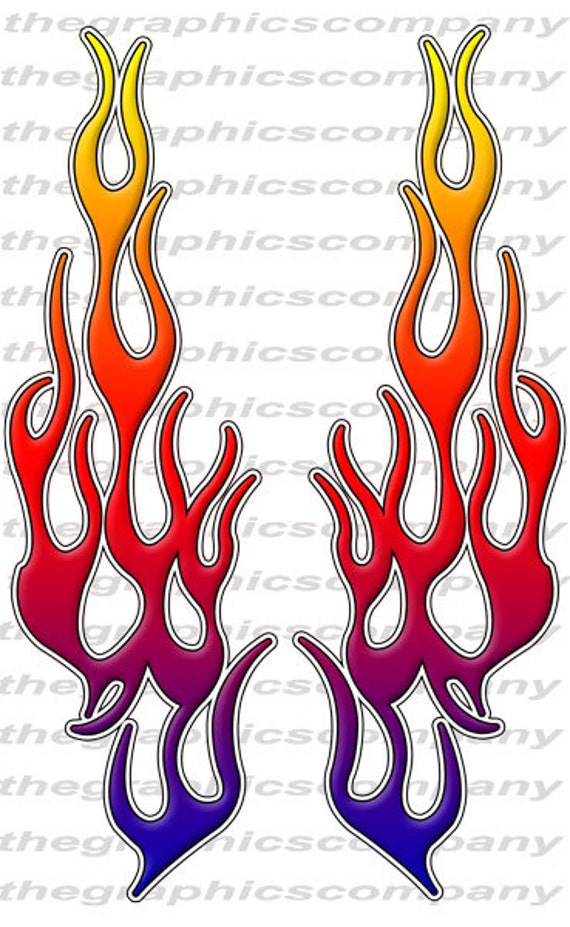 Multi Color Flames 12 Decal Stickers Graphics 3M