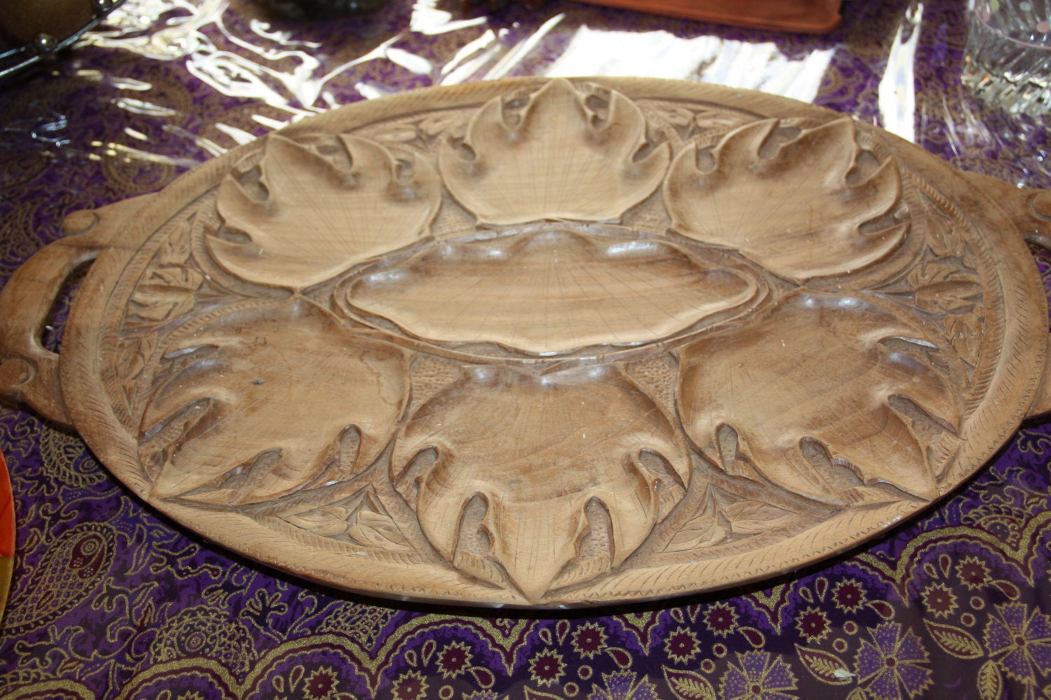 Tray wood carving vintage tray carved wood serving tray wooden tray ...