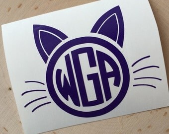 Unique cat monogram decal related items | Etsy