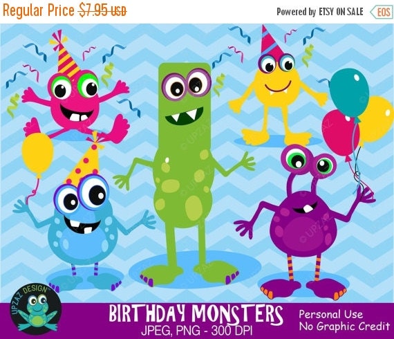 75% OFF SALE Monsters Clipart Birthday Monsters Monsters by Upzaz